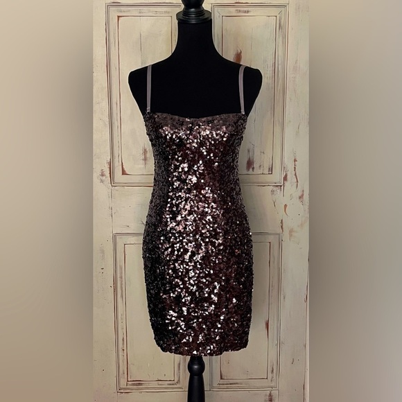 Moda International | Dresses | Moda International Sequined Lbd Metallic ...